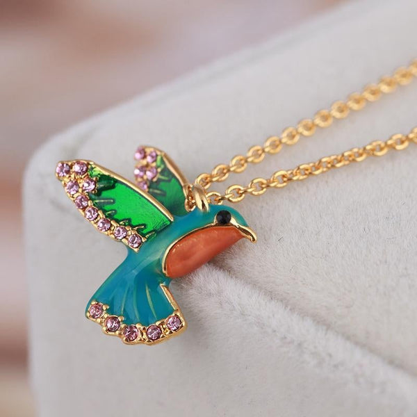 Collier Colibri Diamant Coloré - lunesouri